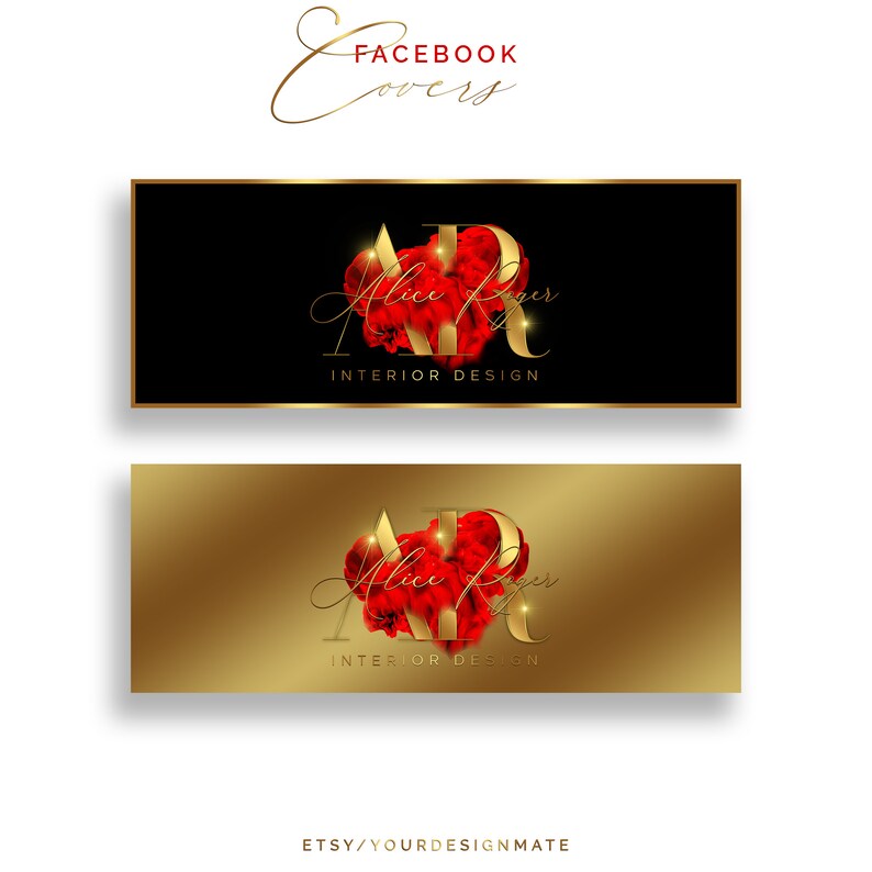 Red Gold Logo Boutique Logo Red Watercolour Logo Beauty - Etsy