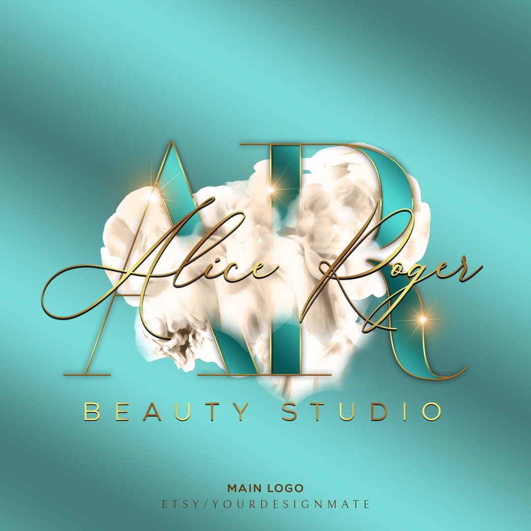 Turquoise Watercolour Logo, Teal Gold Logo, Beauty Logo, Boutique Logo ...