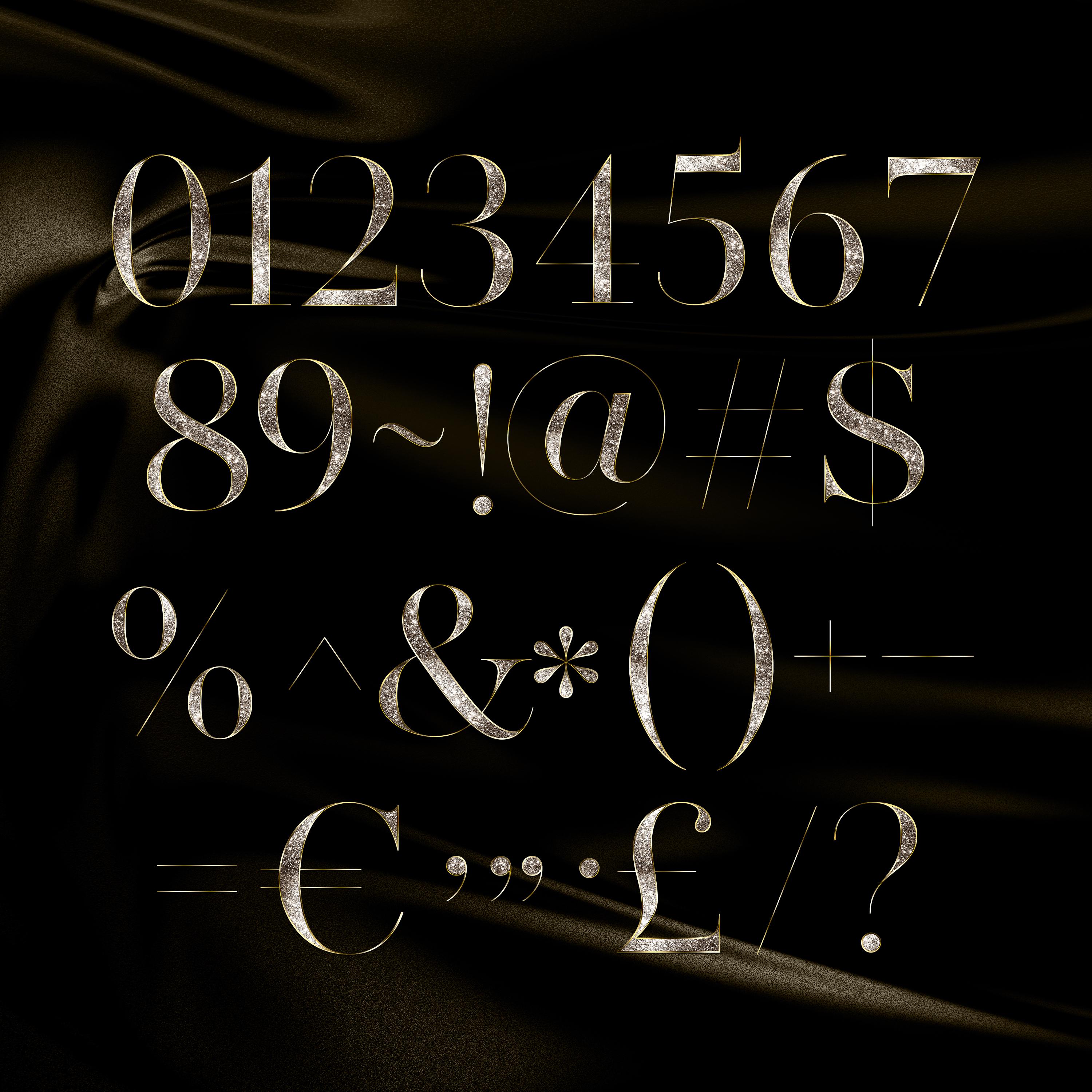 Silver Glitter Alphabet Clipart, Luxury Metallic Foil Letters, Numbers ...