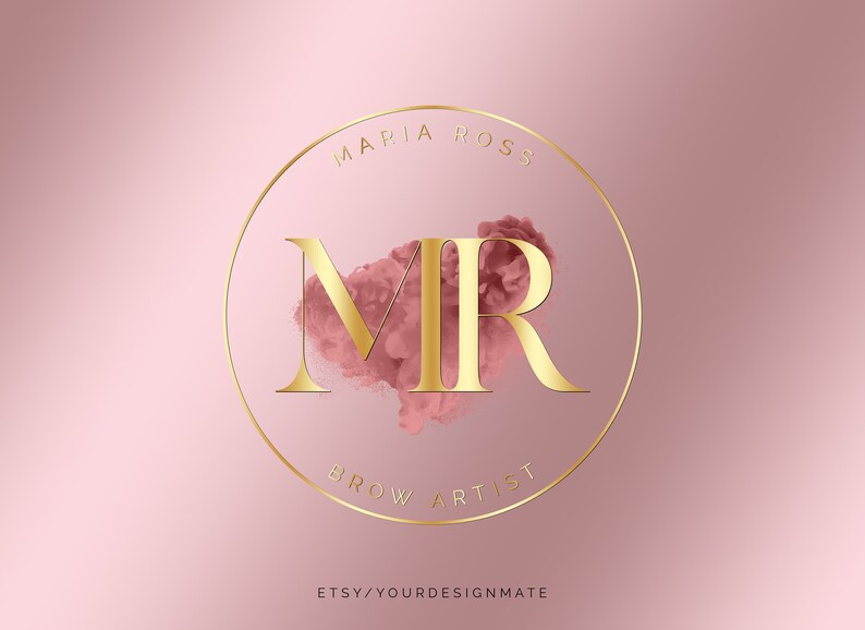 Pink Gold Watercolor Logo Pink Smoke Logo Premade Logo Pink - Etsy