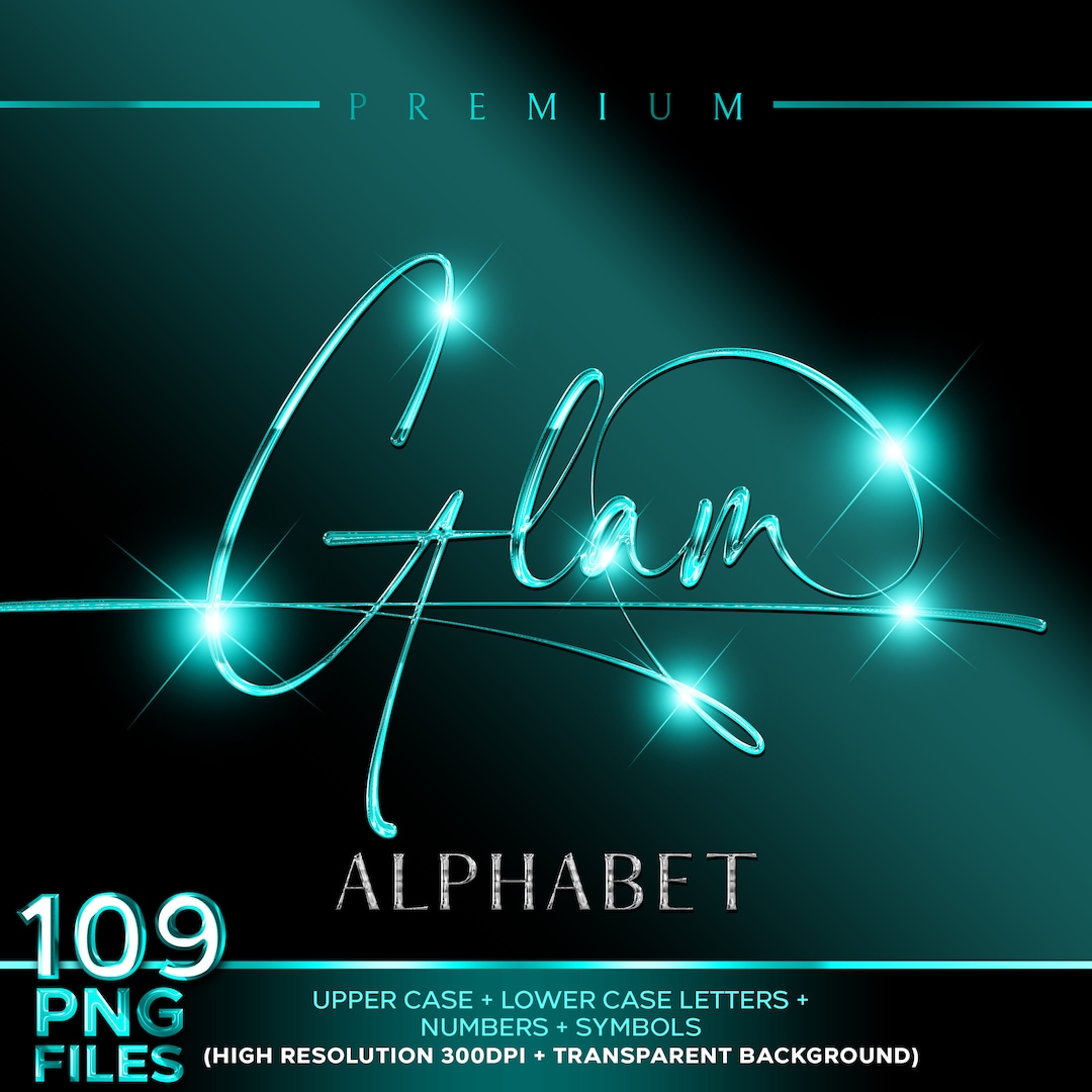 Turquoise Chrome Alphabet, Turquoise Alphabet PNG, Script, Metallic ...