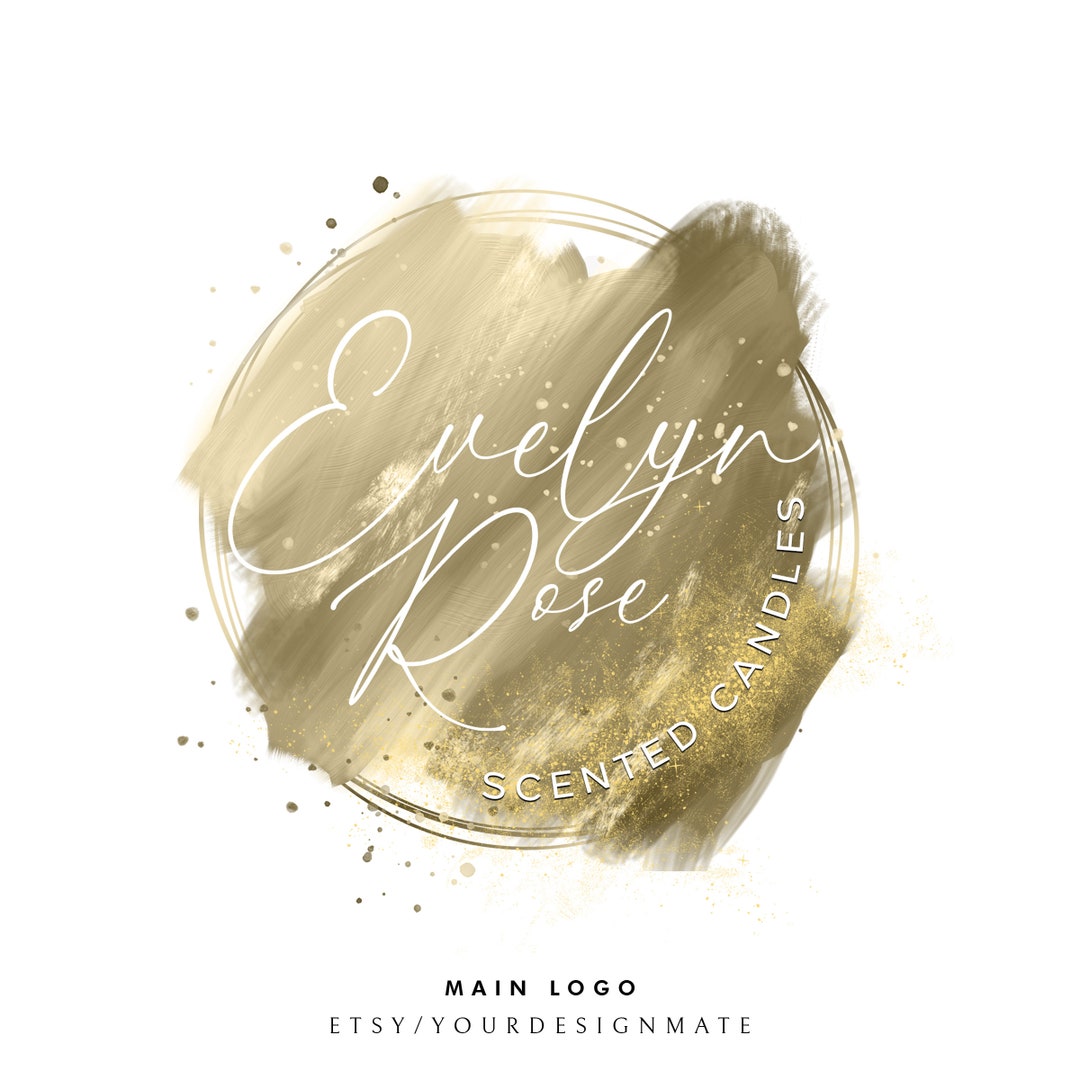 Scented Candles Logo, Wax Logo, Champagne Gold Logo, Watercolour Logo ...
