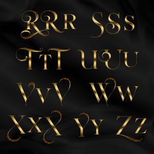 Chrome Gold Alphabet Clipart | 3D Metallic Letters PNG | Luxury Shiny ...