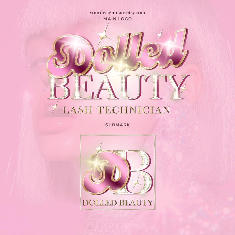 Pink Gold Beauty Logo, Luxury Glam Logo Design, Feminine Lash Business ...