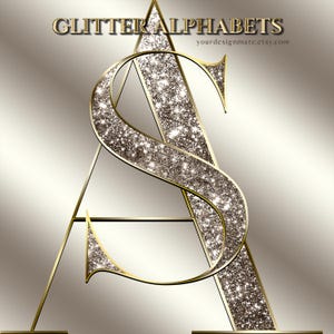 Silver Glitter Alphabet Clipart, Luxury Metallic Foil Letters, Numbers ...