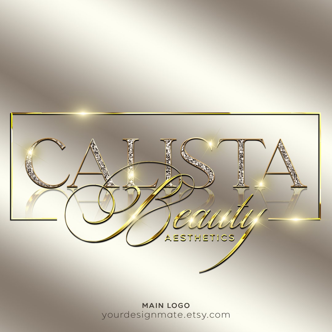 Beauty Logo, Gold Chrome Logo, Sparkle Logo, Glitter Logo, Luxury Logo, Nails Logo, Cosmetics ...
