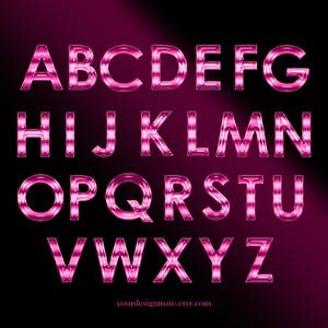 Hot Pink Chrome Alphabet Clipart, Bold Metallic Letters PNG, Shiny Pink ...