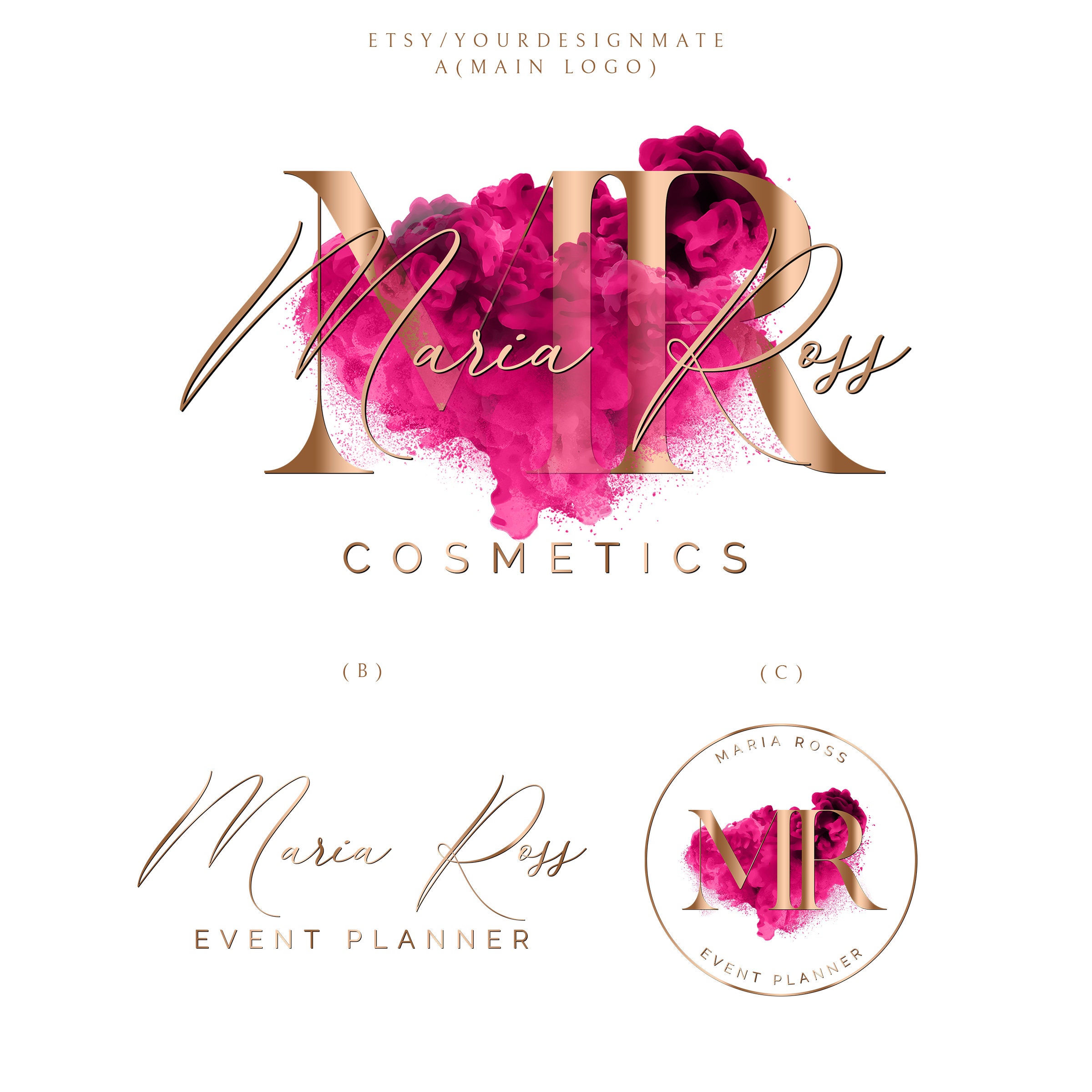 Hot Pink Logo Pink Watercolor Logo Pink Smoke Logo Rose - Etsy