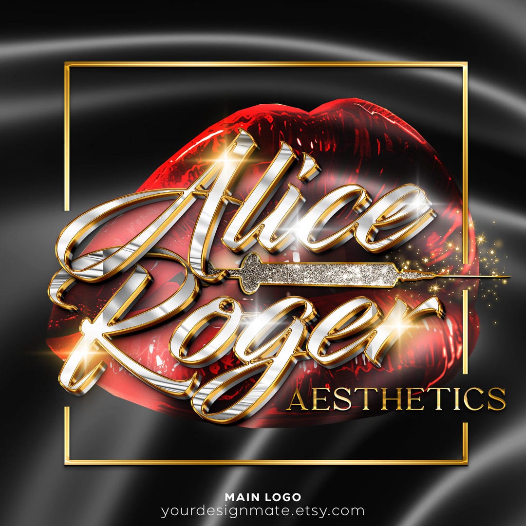 Lip Injector Logo | Botox Beauty Logo | Silver & Gold Lip Filler ...