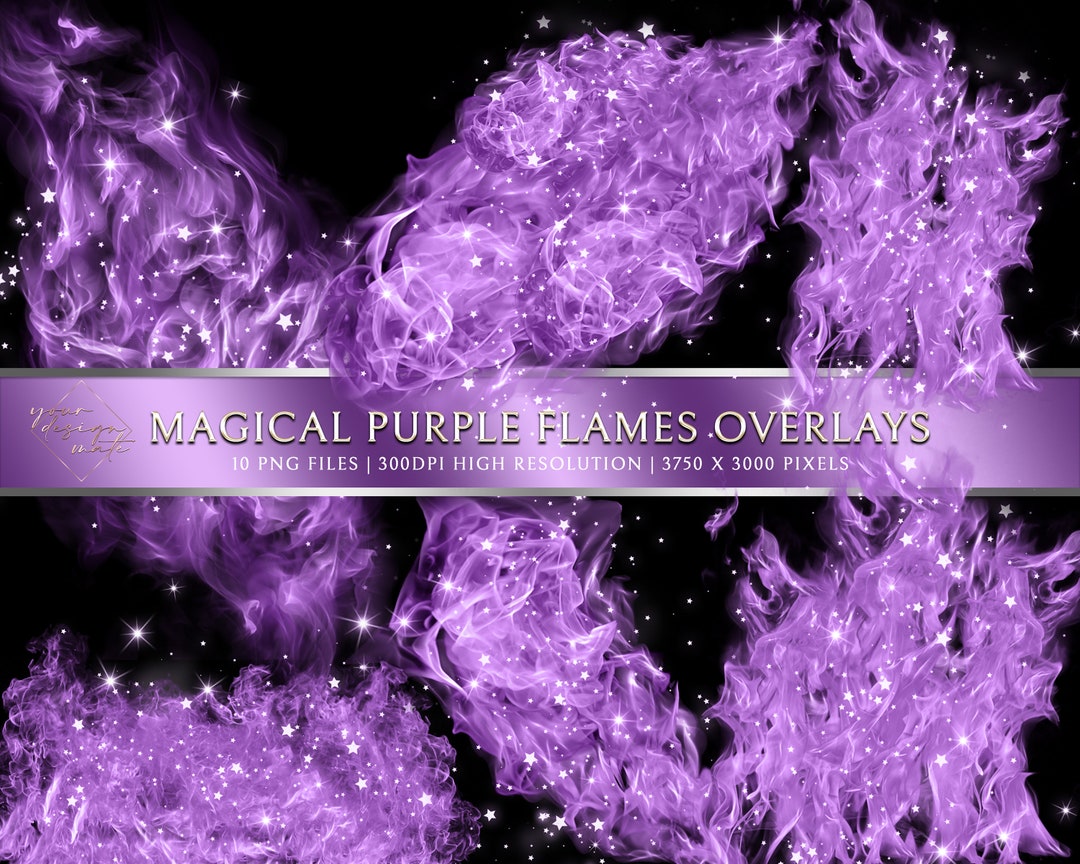 Purple Flames Overlays, Logo Background, Flames Cliparts, Purple Fire ...