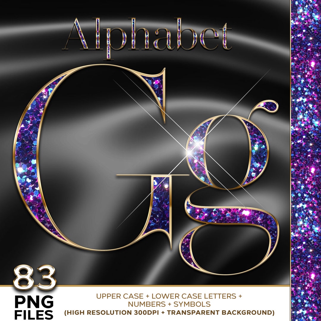 Blue Glitter Alphabet, Glitter Alphabet Clipart, Diamond Alphabet PNG ...
