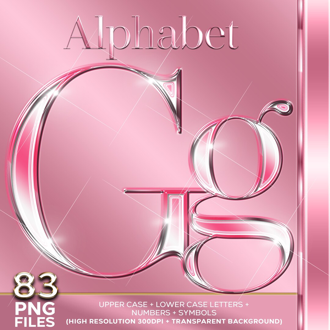 Pink Metallic Letters, Pink Chrome Alphabets, Pink Alphabet PNG, Pink ...