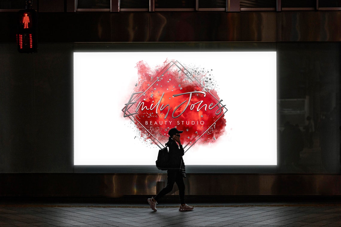 Red Smoke Logo Beauty Logo Red Watercolor Logo Premade - Etsy