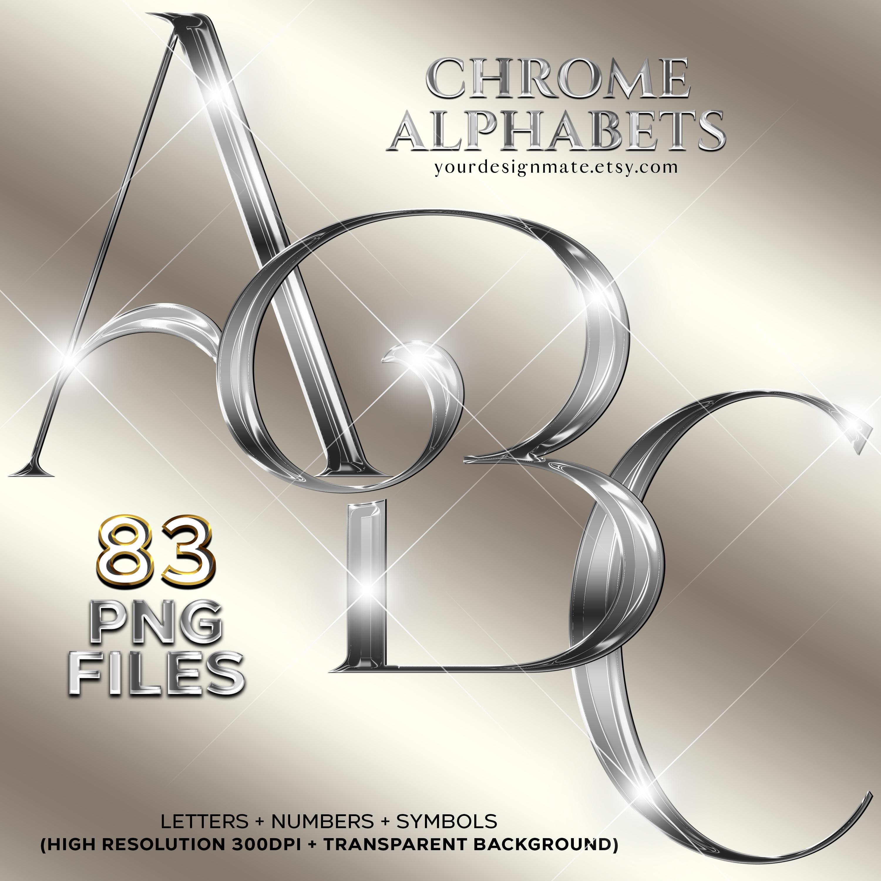 Luxury Silver Chrome Alphabet Clipart, Glam Metallic Letters PNG ...