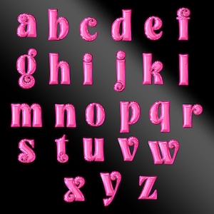 Pink Foil Alphabet Clip Art, 3D Glitter Chrome Letters, Pink Foil ...