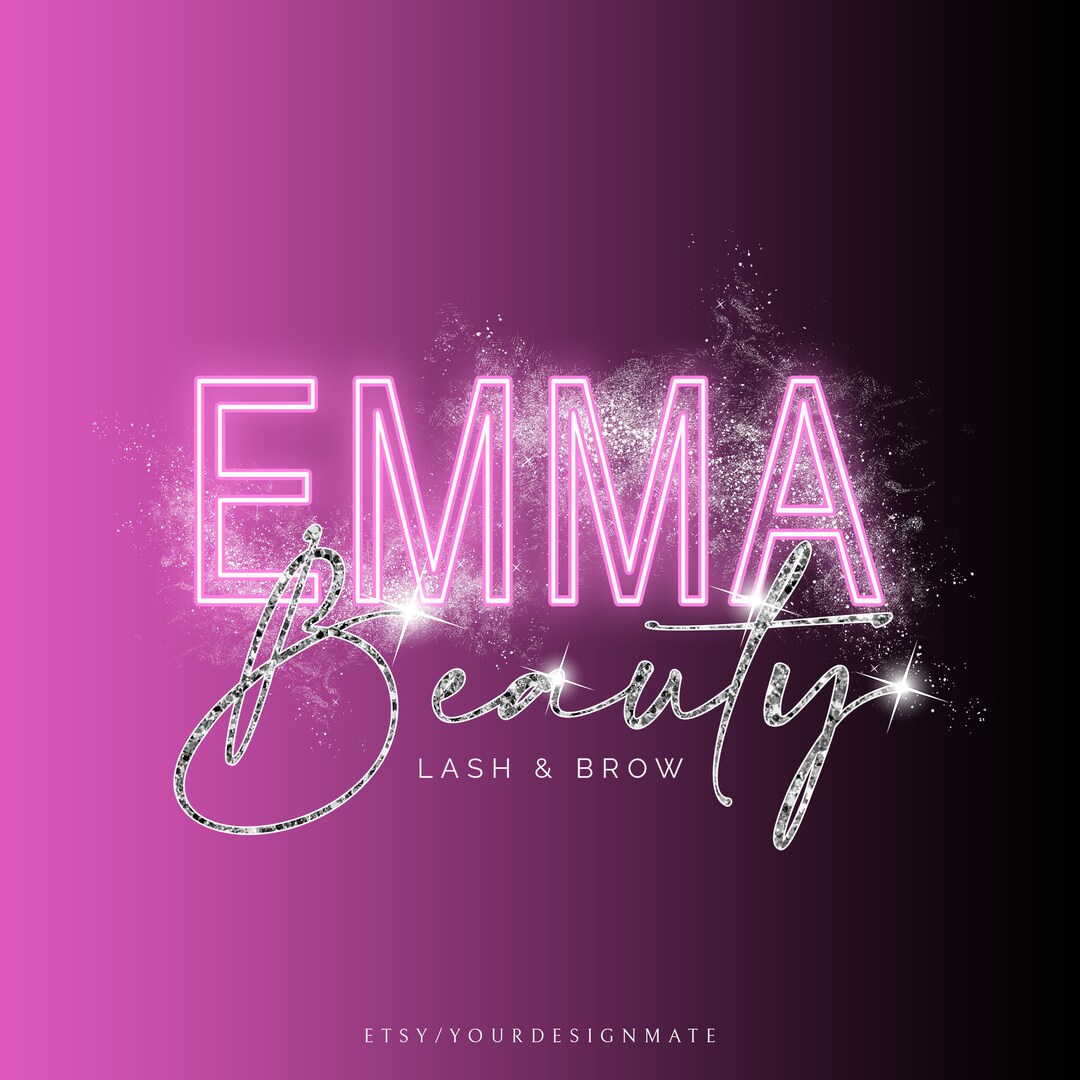 Pink Glitter Logo, Pink Neon Logo, Pink Silver Logo, Cosmetics Glam ...