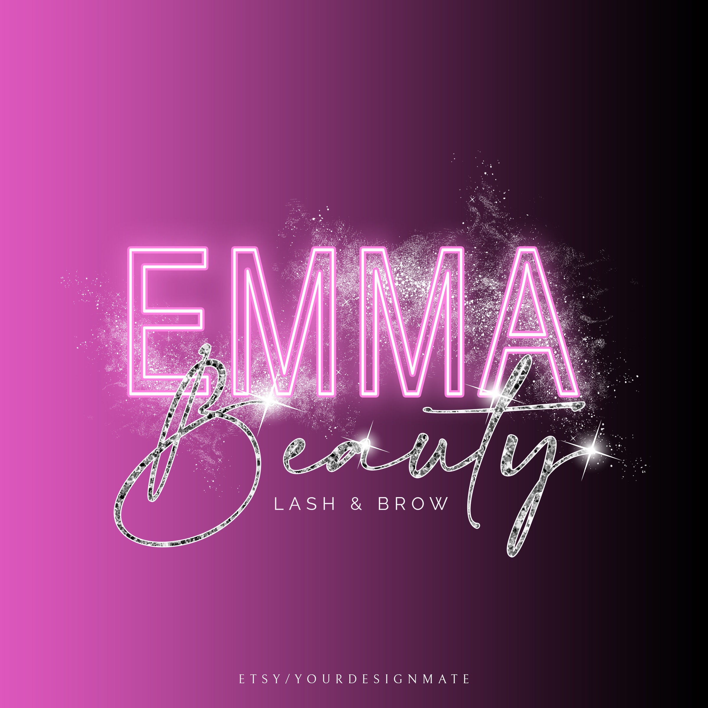 Pink Glitter Logo Pink Neon Logo Pink Silver Logo Cosmetics - Etsy