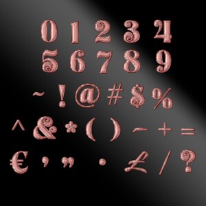 Rose Gold Foil Alphabet Clip Art, 3D Glitter Chrome Letters, Balloon ...