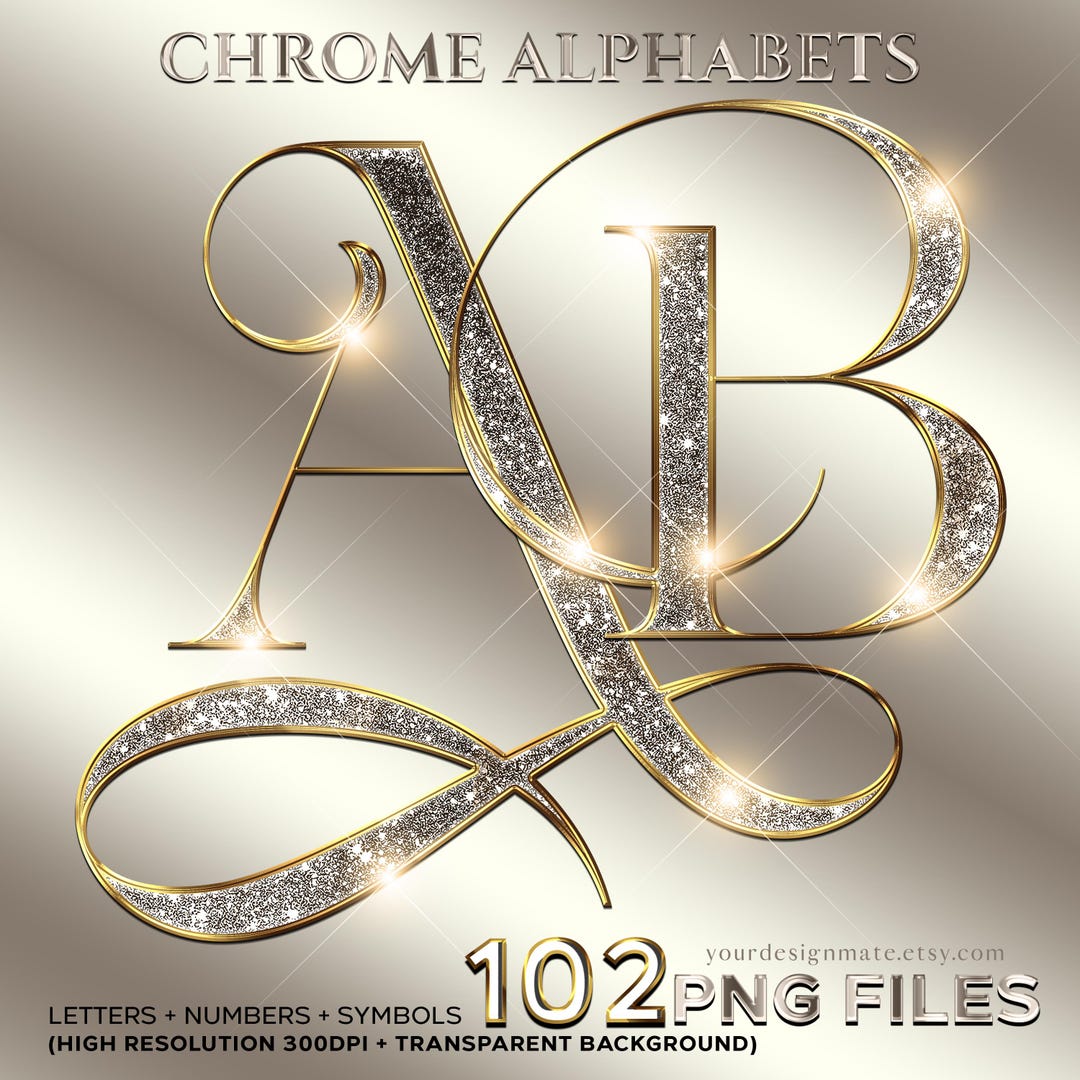 Silver Glitter Letters PNG, Chrome Gold Alphabet Clipart, Luxury ...