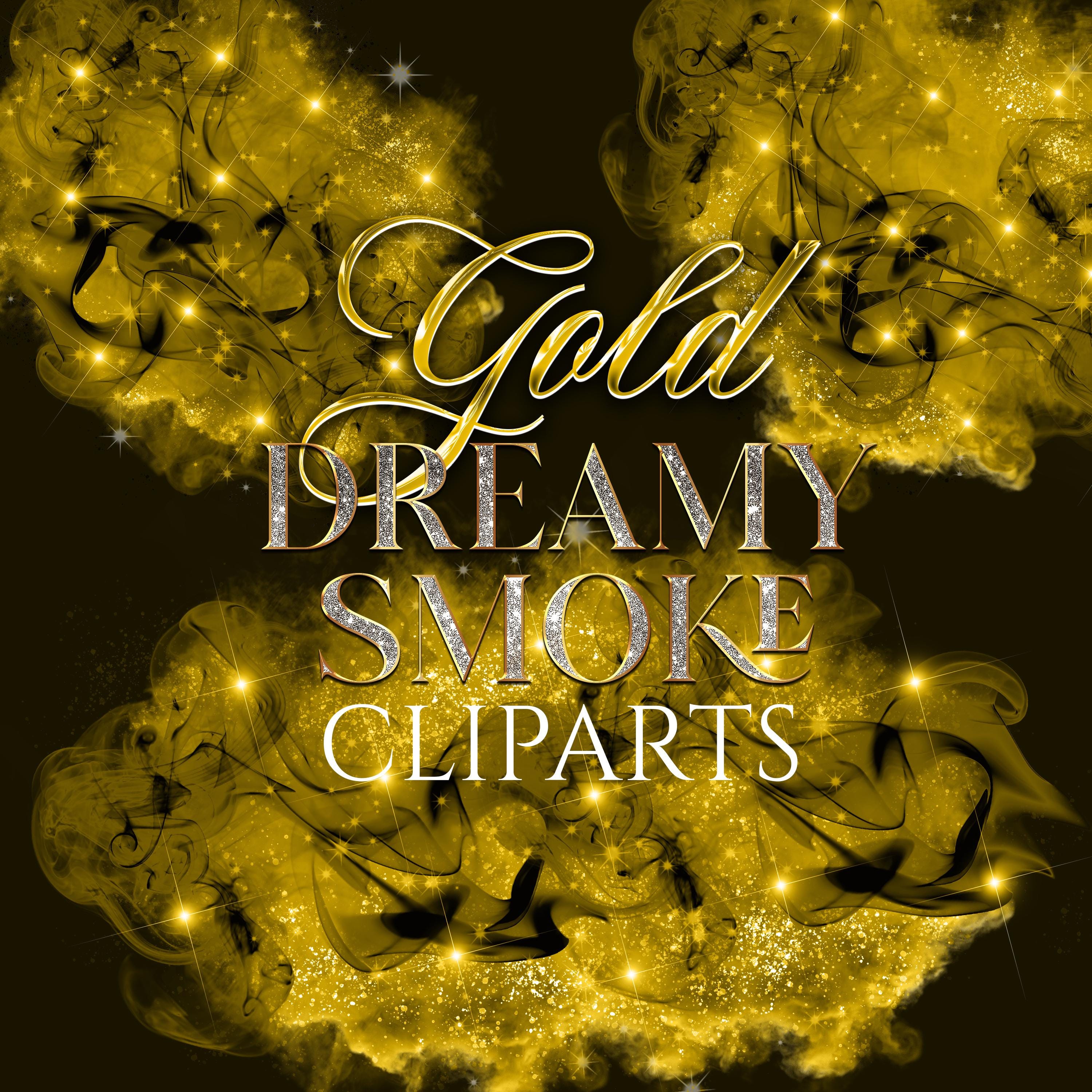 Gold Dreamy Smoke Clipart PNG, Glitter Fog Overlays, Luxury Golden Mist ...