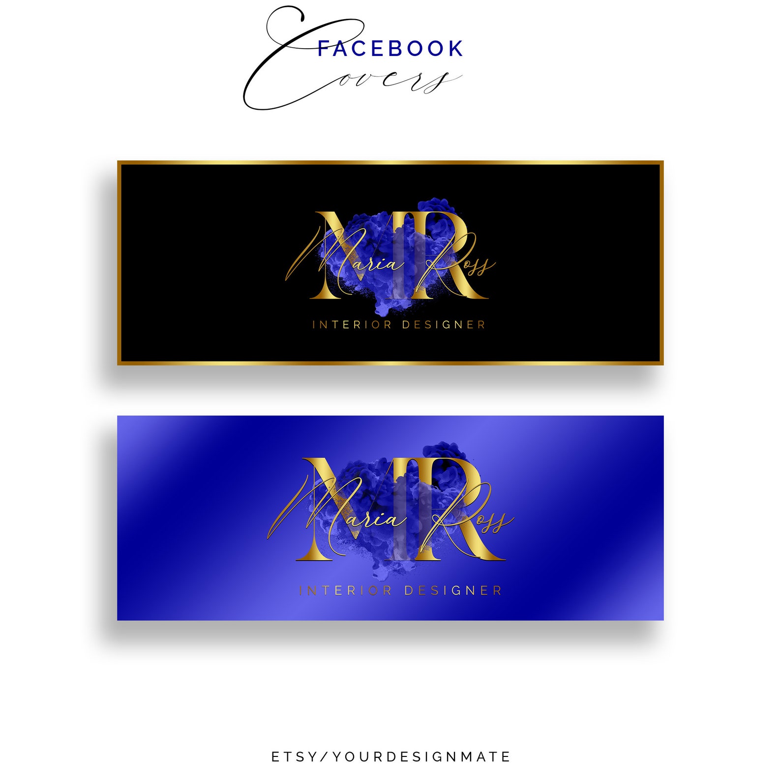 Watercolor Navy Blue Logo Blue Gold Logo Smoke Logo Beauty - Etsy