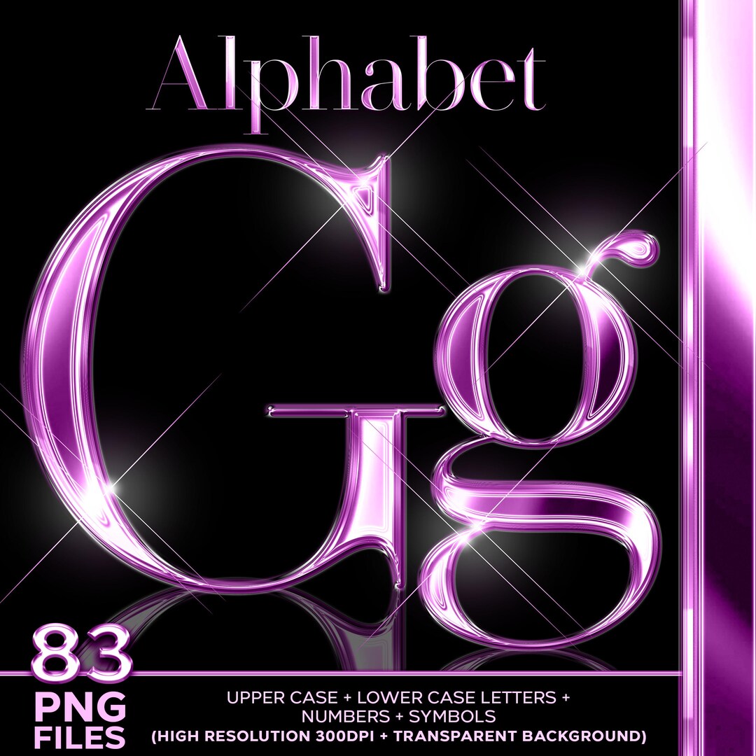 Purple Chrome Alphabet PNG, Metallic Foil Letters, Liquid Purple ...