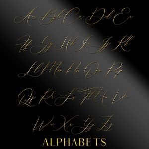 Gold Chrome Alphabet, Gold Alphabet PNG, Script, Metallic Letters, Gold ...