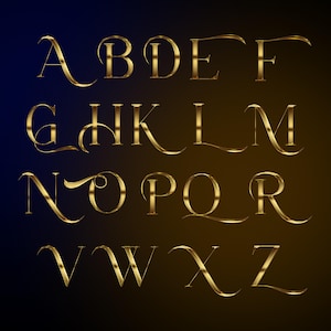 Luxury Gold Chrome Alphabet Clipart, Glam Metallic Letters PNG, Sparkle ...
