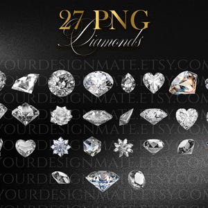 Diamonds Clipart Bundle PNG – Sparkle Diamond Overlays, Luxury Gemstone ...