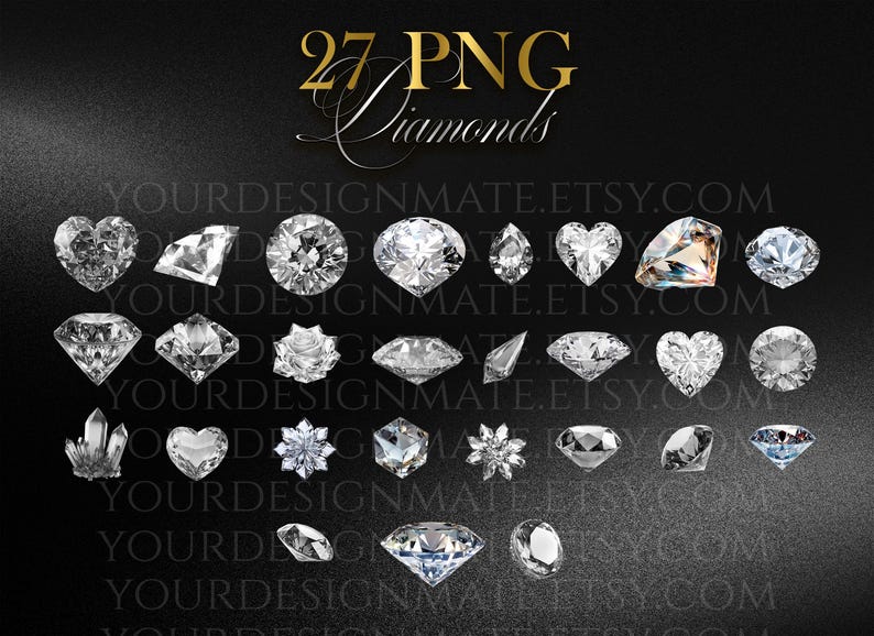 Diamonds Clipart Bundle PNG – Sparkle Diamond Overlays, Luxury Gemstone ...