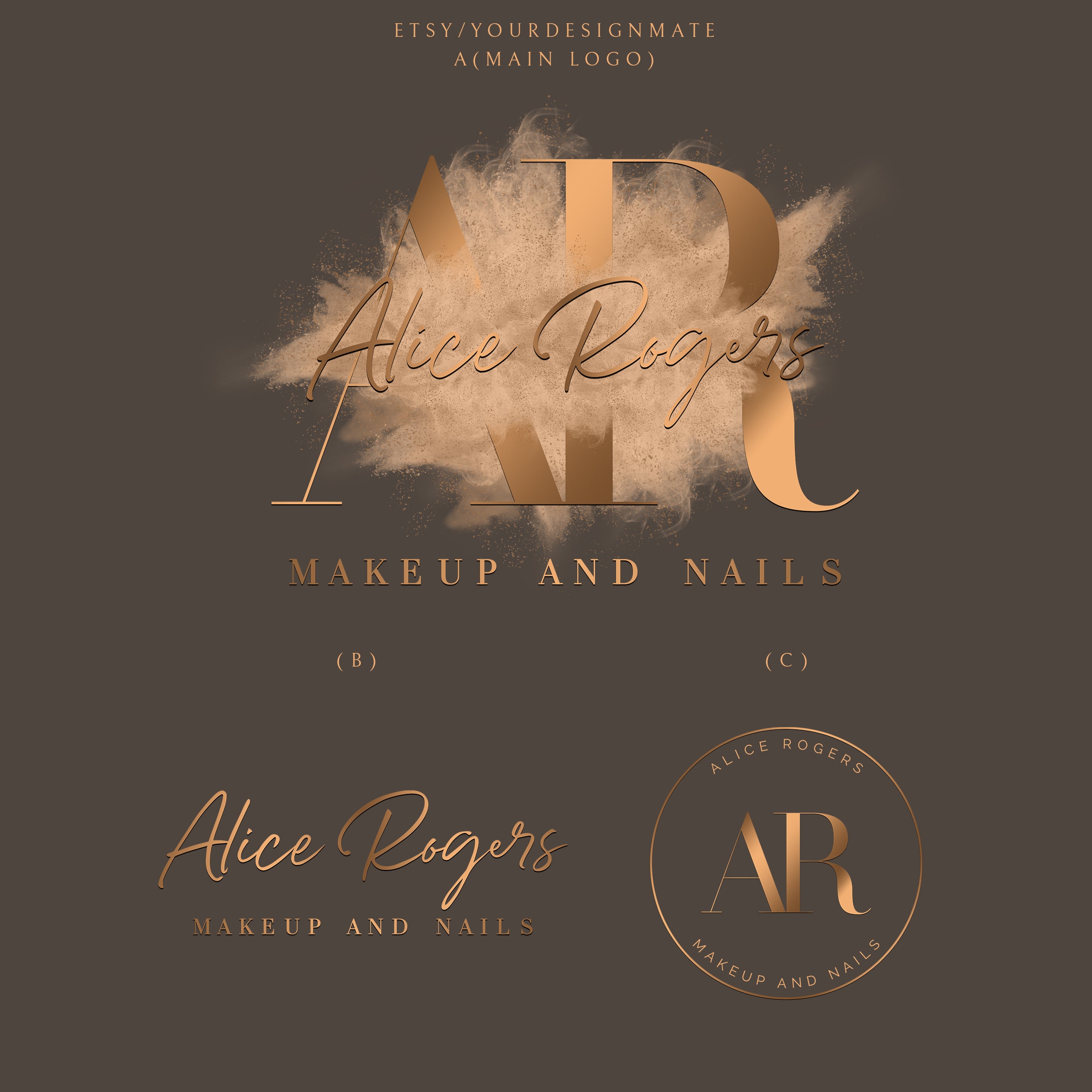 Watercolor Rose Gold Logo Makeup Artist Logo Beauty Salon - Etsy