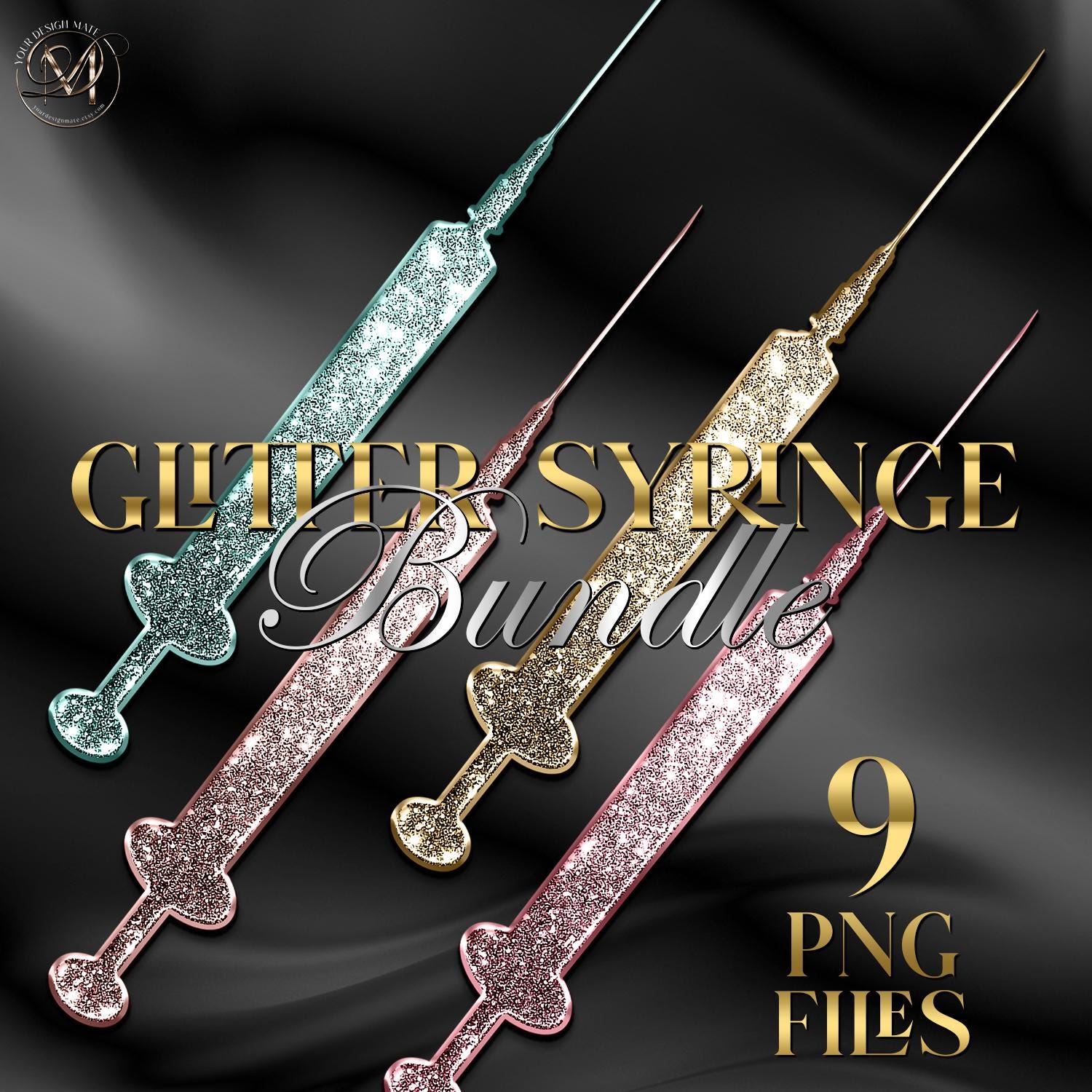Glitter Syringe Clipart Bundle | Aesthetic Syringe PNG Set | 9 Glitter ...