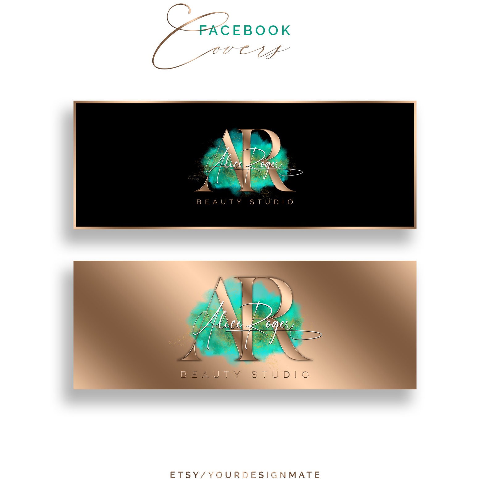 Turquoise Logo Watercolor Logo Rose Gold Logo Beauty Logo - Etsy