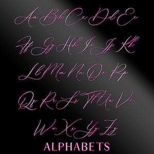 Pink Chrome Alphabets, Pink Alphabet PNG, Script, Metallic Letters, Pink Foil Alphabets, Liquid ...
