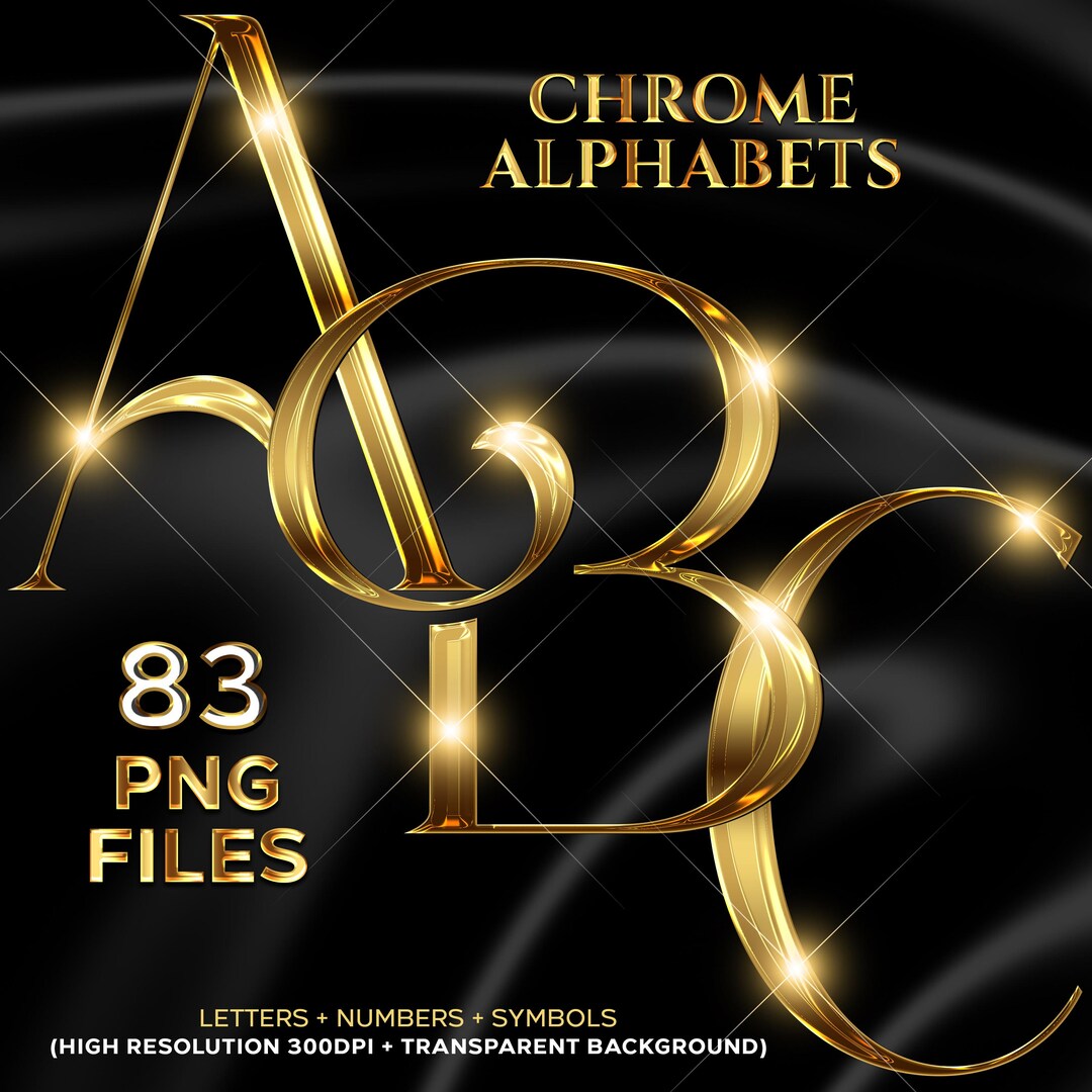Luxury Gold Chrome Alphabet Clipart, Glam Metallic Letters PNG, Sparkle ...