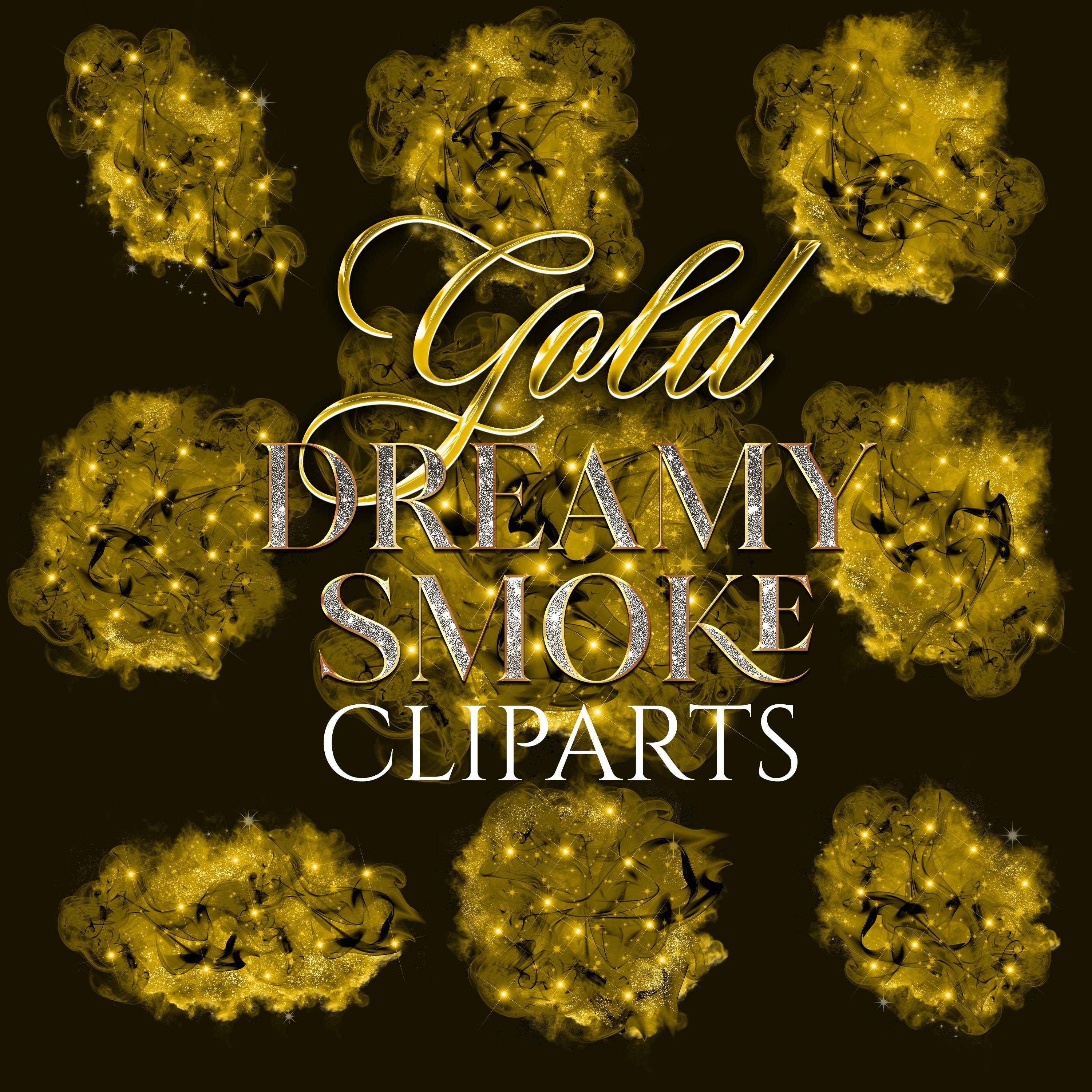 Gold Dreamy Smoke Clipart PNG, Glitter Fog Overlays, Luxury Golden Mist ...