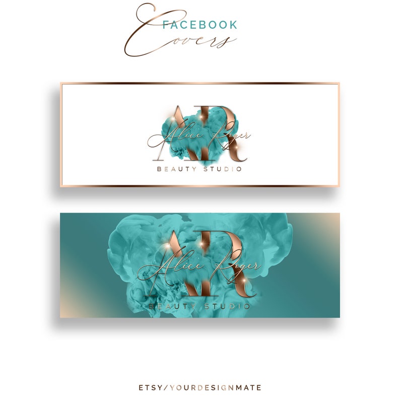 Turquoise Watercolour Logo Rose Gold Logo Beauty Logo - Etsy