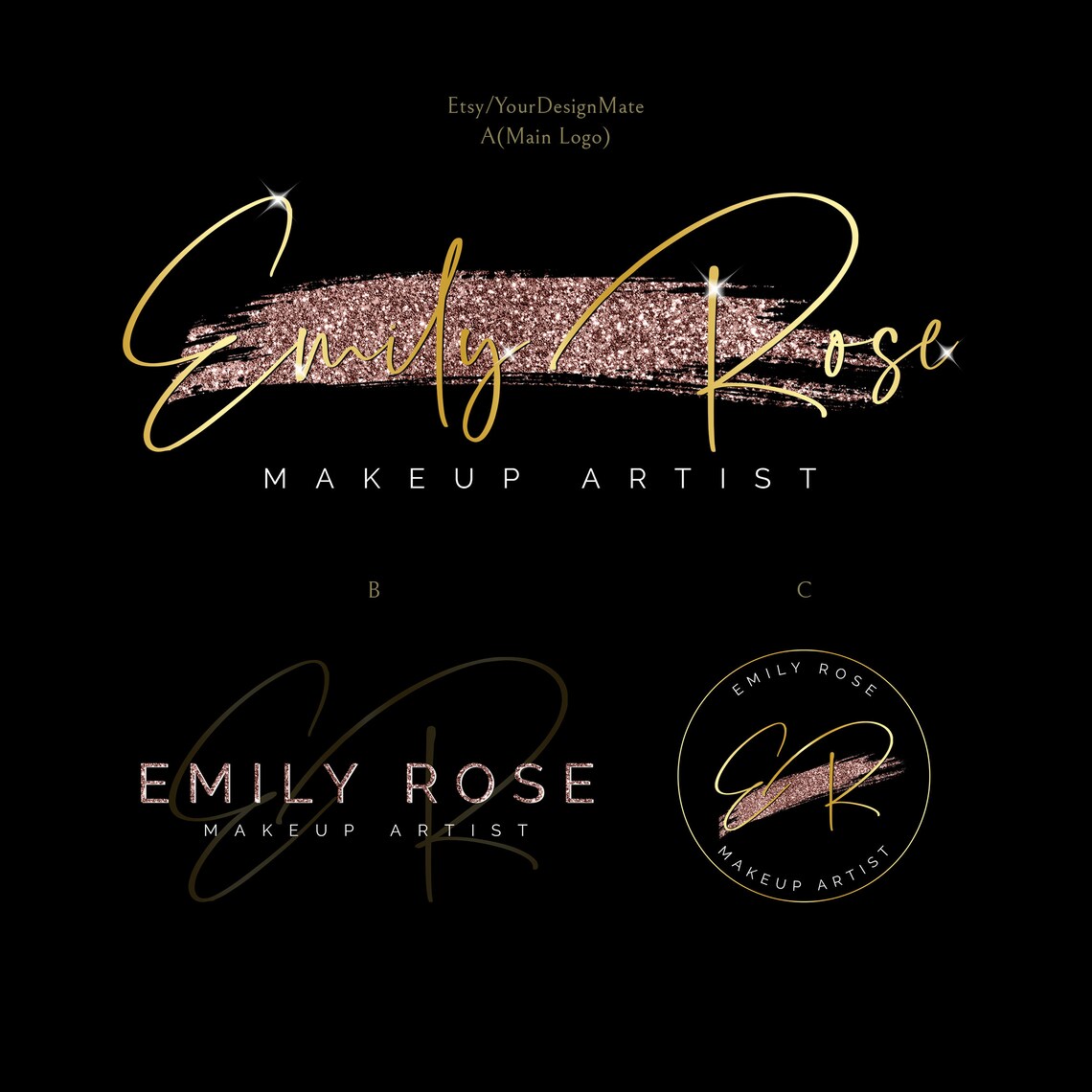 Makeup Logo Lash Logo Beauty Logo Rose Gold Logo Gold Rose | Etsy