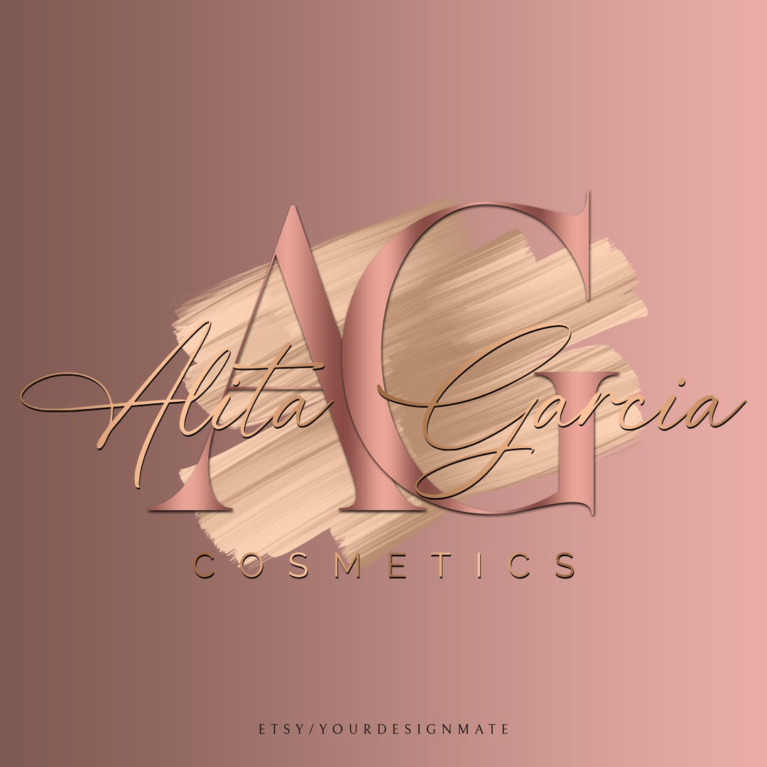 Rose Gold Logo, Brush Stroke Logo, Rose Gold Beauty Logo, Cosmetics ...