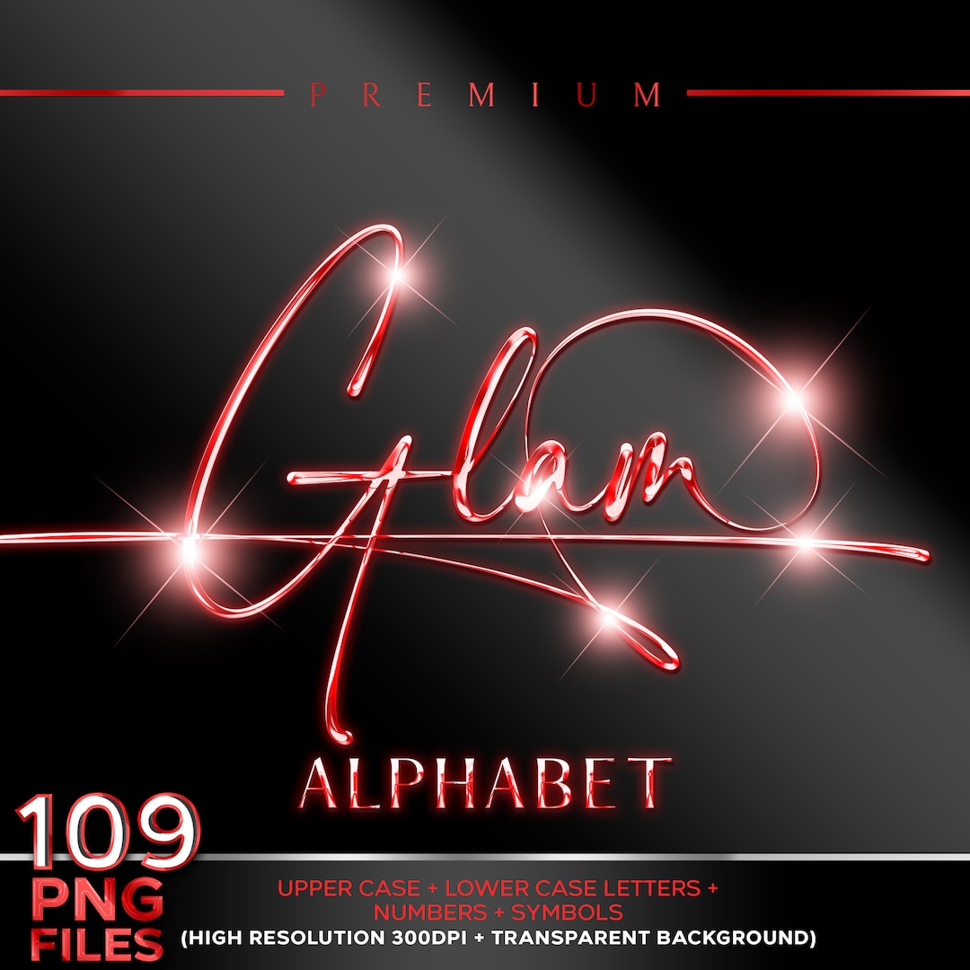 Red Chrome Alphabet, Red Alphabet PNG, Red Script, Metallic Letters ...