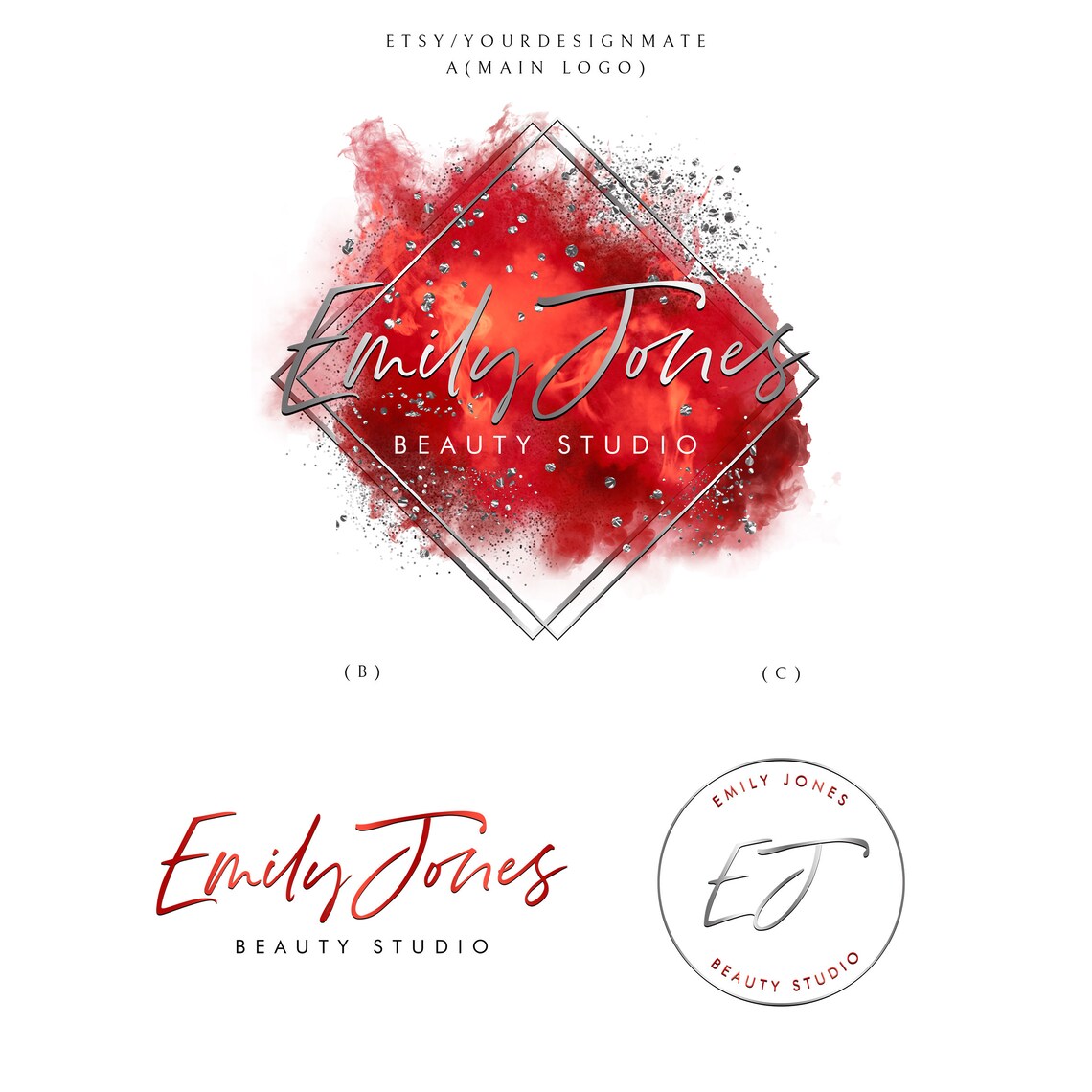 Red Smoke Logo Beauty Logo Red Watercolor Logo Premade - Etsy