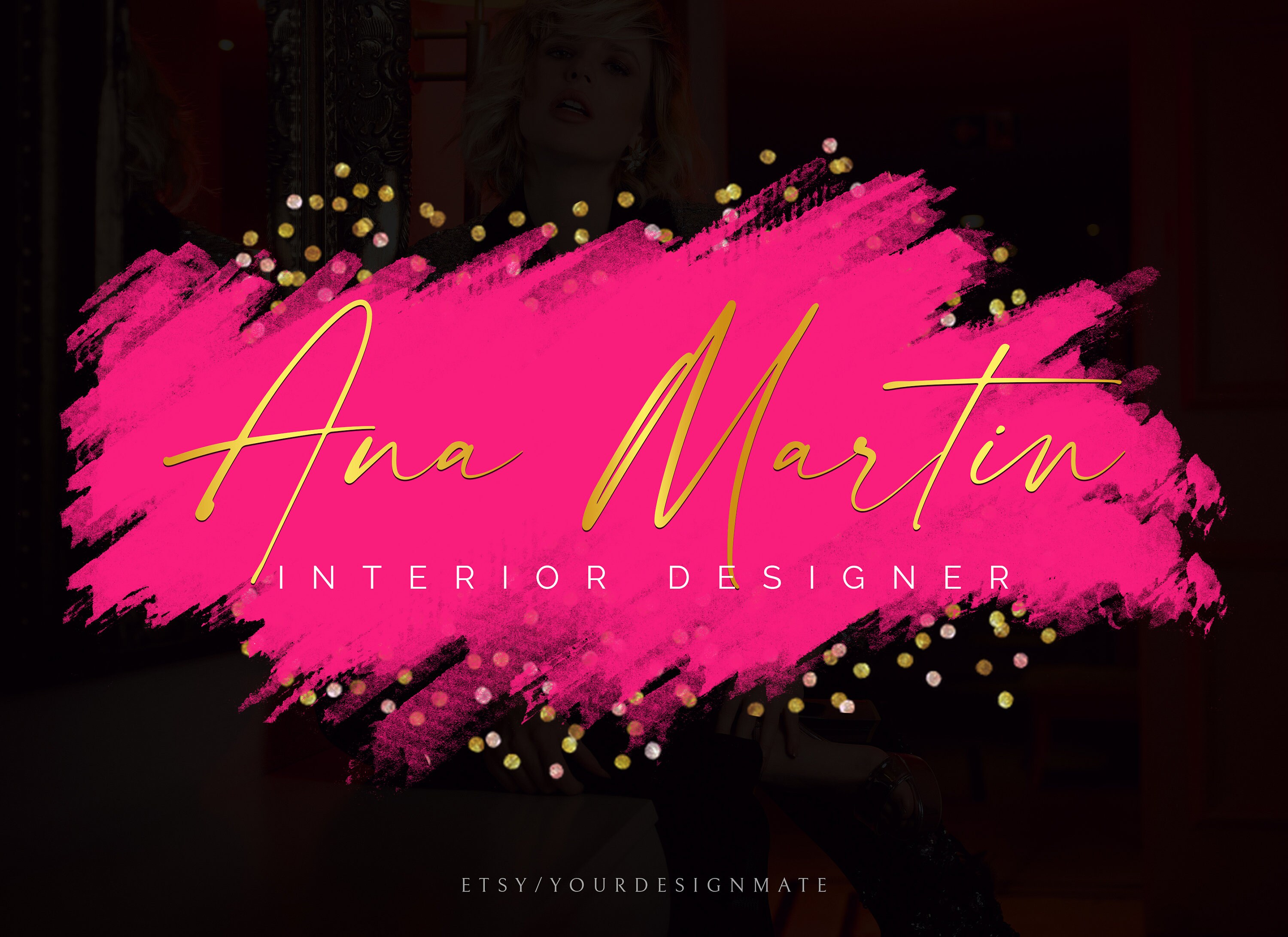 Hot Pink Gold Logo Beauty Logo Nails Logo Interior Designer | Etsy