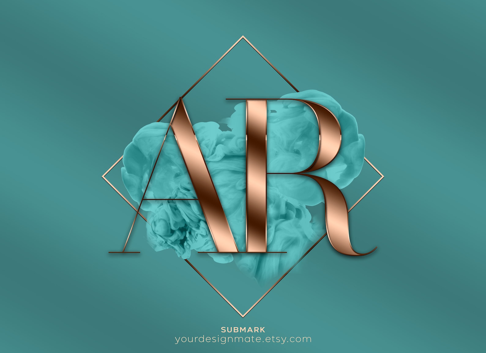 Turquoise Watercolour Logo, Rose Gold Logo, Beauty Logo, Boutique Logo ...