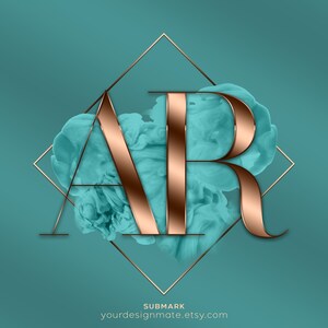Turquoise Watercolour Logo, Rose Gold Logo, Beauty Logo, Boutique Logo ...