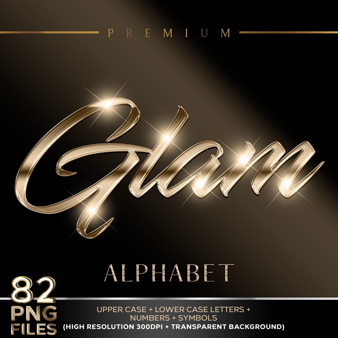 Champagne Gold Alphabet PNG, Elegant Script Letters, Metallic Gold Foil ...