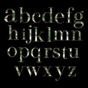 Luxury Emerald Green Chrome Alphabet Clipart, Glamorous Metallic ...