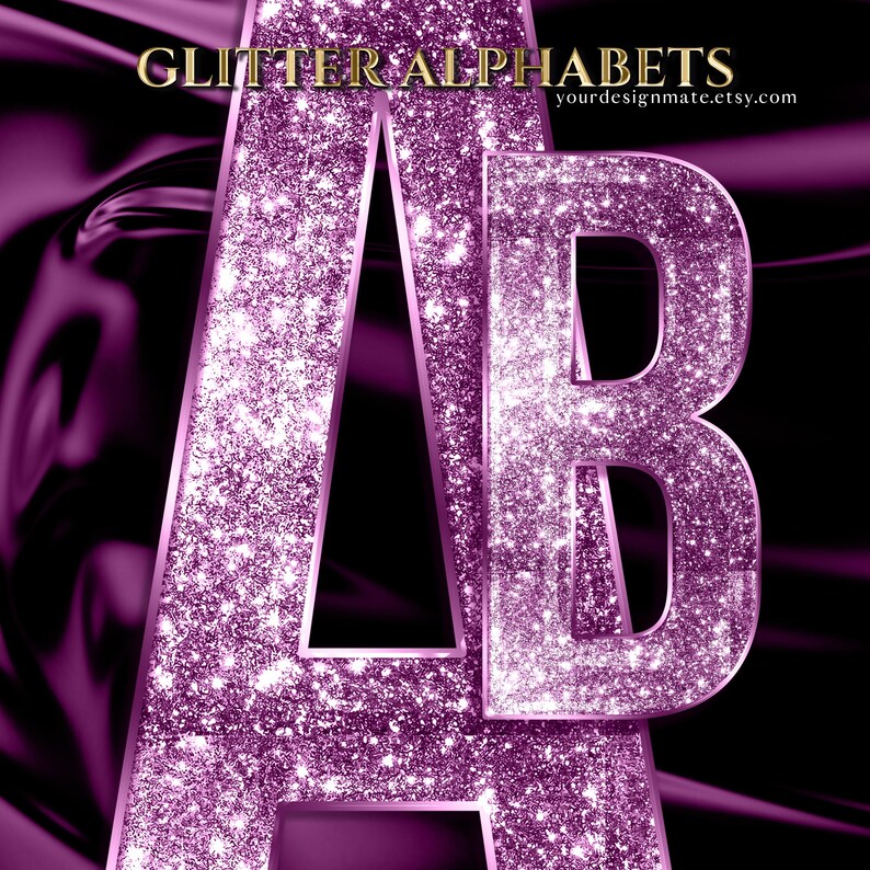 Pink Glitter Alphabet Clipart | Sparkly Glam Letters PNG | Luxury ...