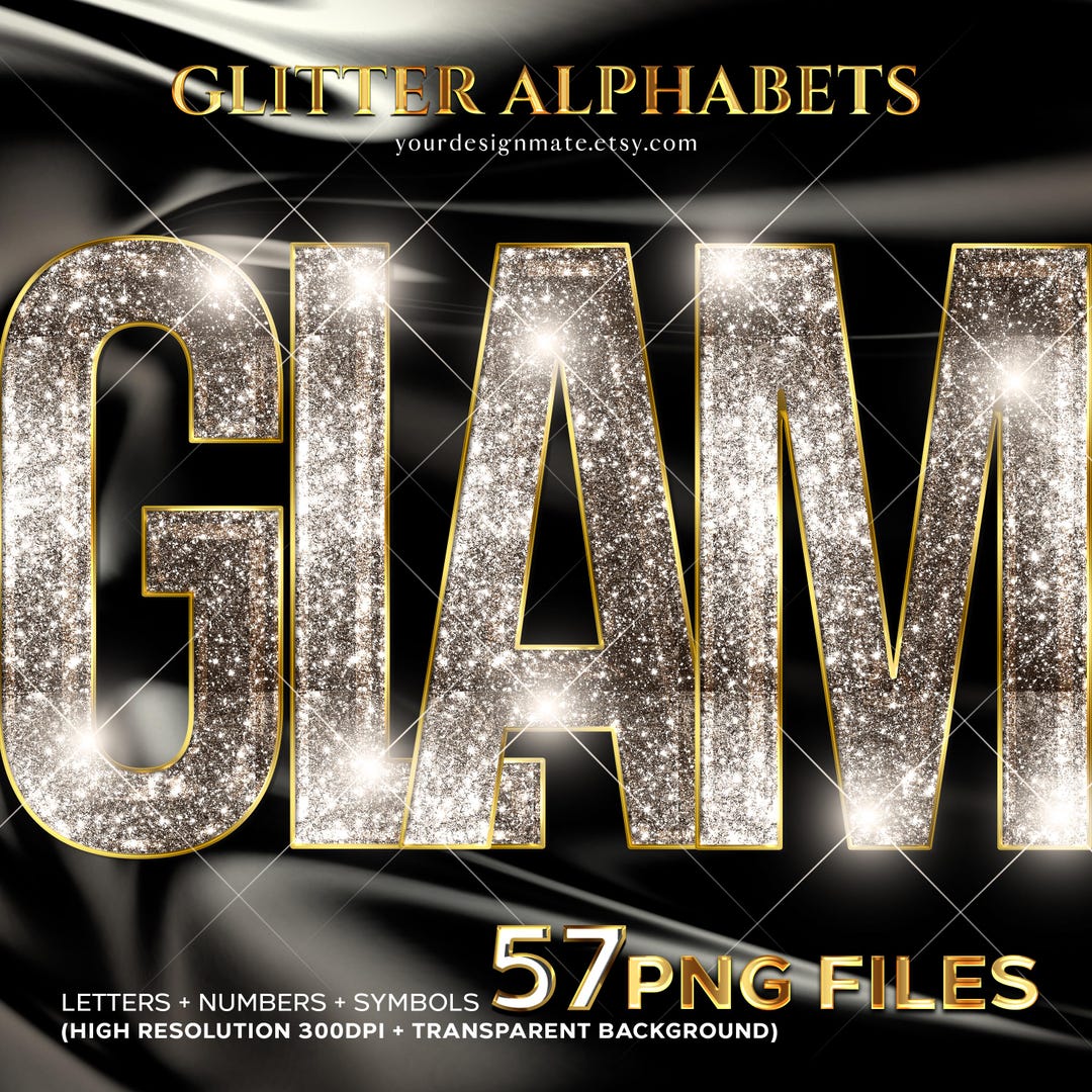 Silver Glitter Alphabet PNG Letters, Bold Sparkly Text Clipart, Shiny ...