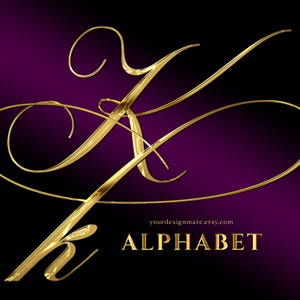 Luxury Gold Chrome Script Alphabet PNG. Perfect for Logos, Branding ...