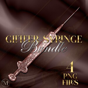 Glitter Syringe Clipart Bundle | Aesthetic Syringe PNG Set | 4 Glitter ...